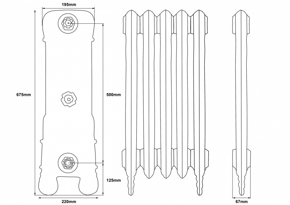 Ornate Chelsea Cast Iron Radiator 675mm